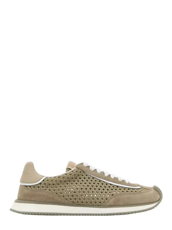 Dolce & Gabbana Cappuccino Woven Fabric And Suede Sneakers - Light Brown
