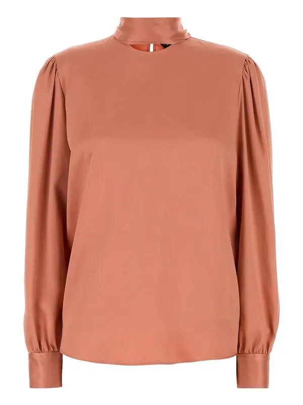 TOM FORD Salmon Satin Blouse With Neck Ties - Pink