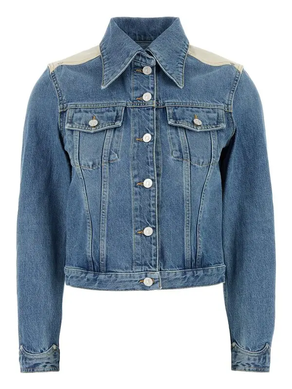 Givenchy Denim Trucker Jacket With Contrasting Logo Detail - Blue