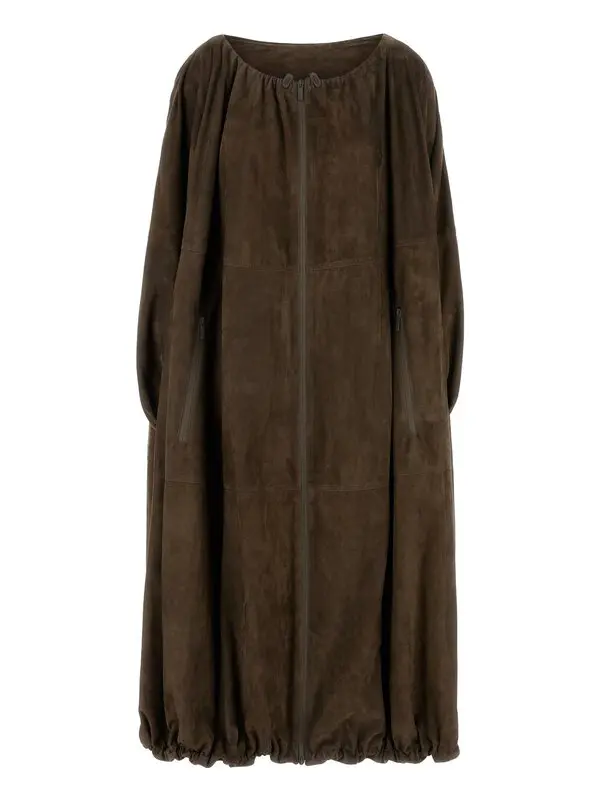 FERRAGAMO Suede Overcoat - Brown