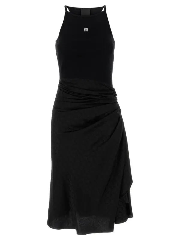Givenchy Stretch Cotton Dress With Logo Embroidery And 4g Metal Detail - Black