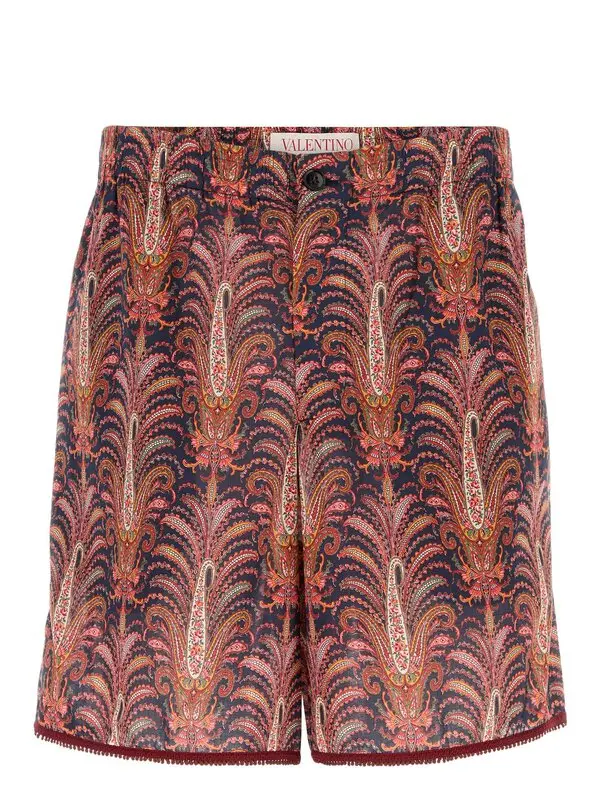 Valentino Garavani Printed Cotton Bermuda Shorts - White