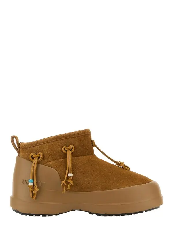 Moon Boot Suede Ankle Boots With Decorative Straps - Light Brown