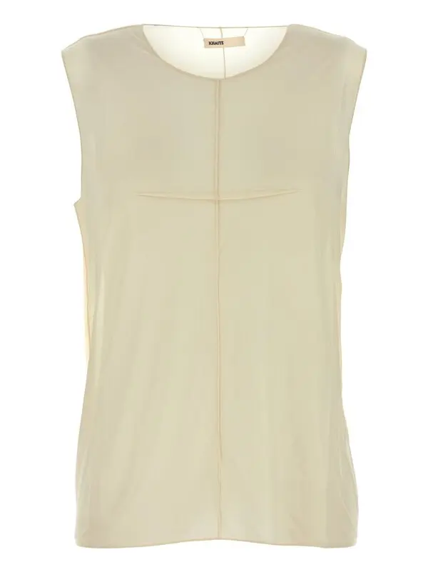 Khaite Cream Stretch Cupro Crewneck Top - Yellow