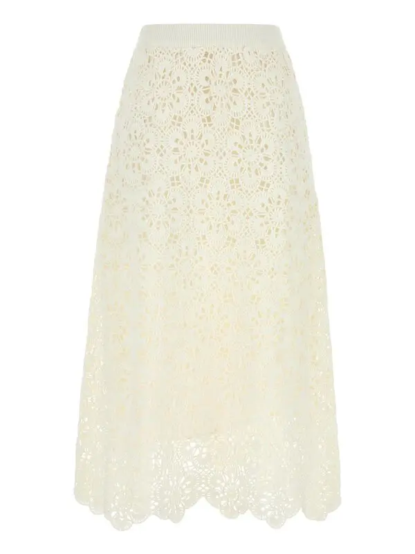 Farm Rio Crochet Flared Skirt - White