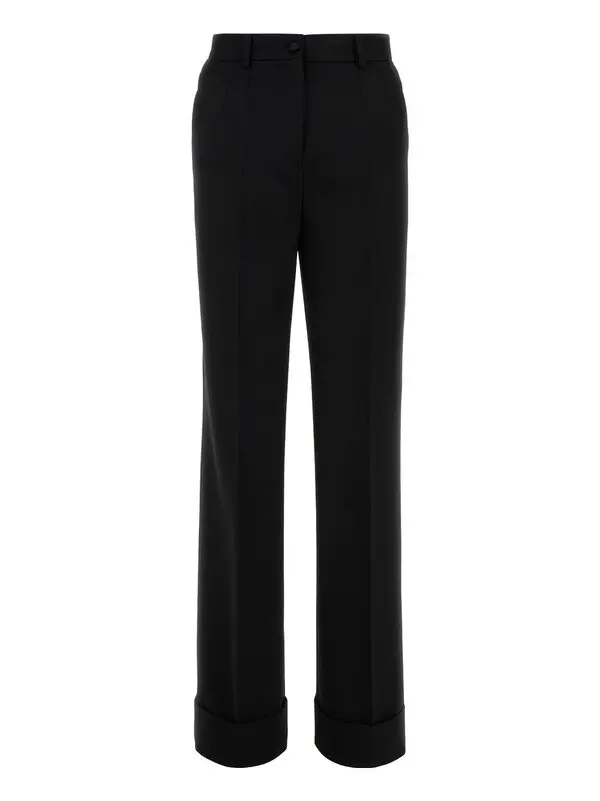 Dolce & Gabbana Wool Tailored Pleated Trousers - Black