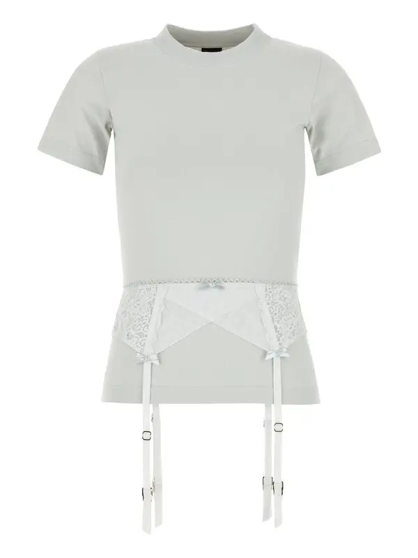 Balenciaga Stretch Cotton T-shirt With Lace Detailing - White