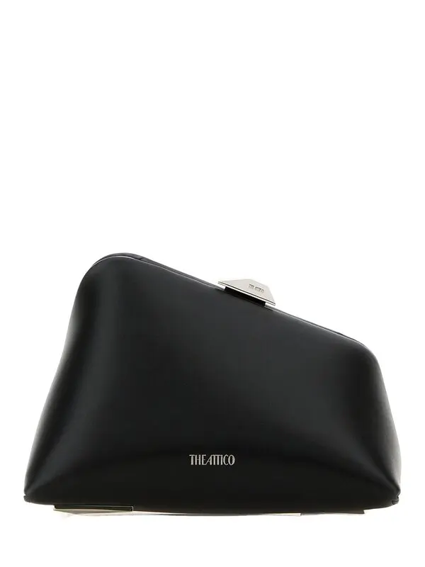 Attico Leather Clutch With Logo - Black