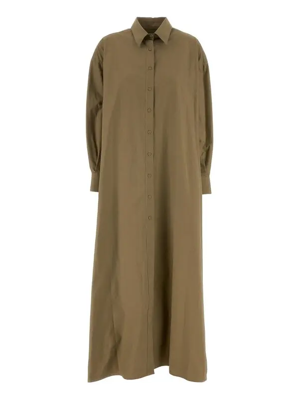 ARMARIUM Stretch Cotton Poplin Oversize Shirt Dress - Brown