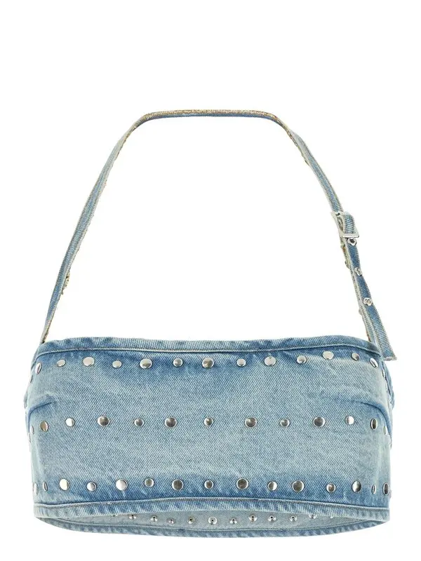 Gimaguas Denim Luna Crop Top With Metal Studs - Blue