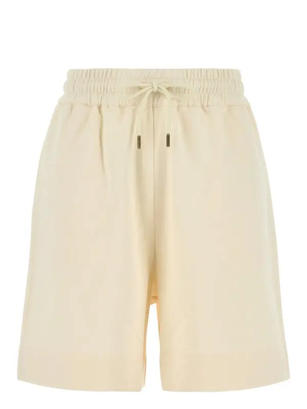 Moncler Cotton Bermuda Shorts With Logo Patch - White