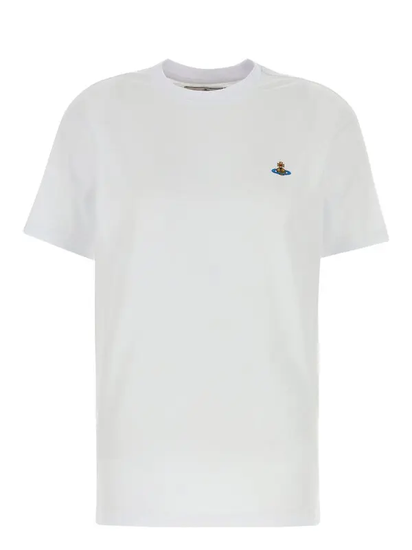 VIVIENNE WESTWOOD Cotton T-shirt With Orb Embroidery - White