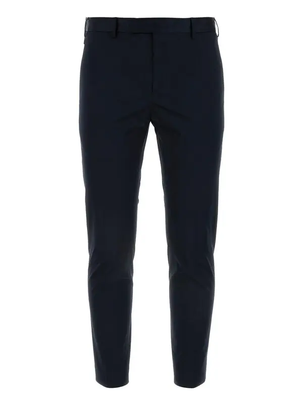 PT TORINO Stretch Cotton Trousers With Detachable Feather Detail - Black