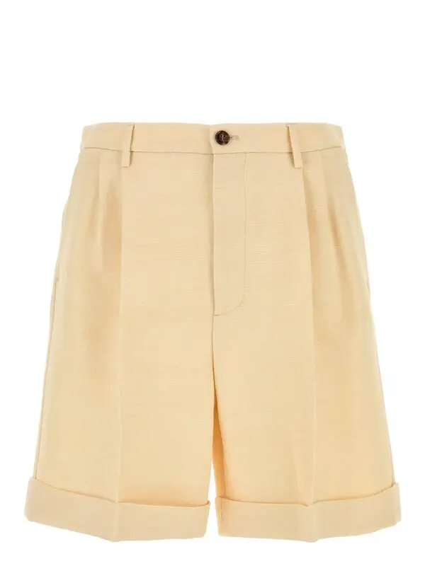 Valentino Garavani Bermuda Shorts With Inverted Pleats - Yellow