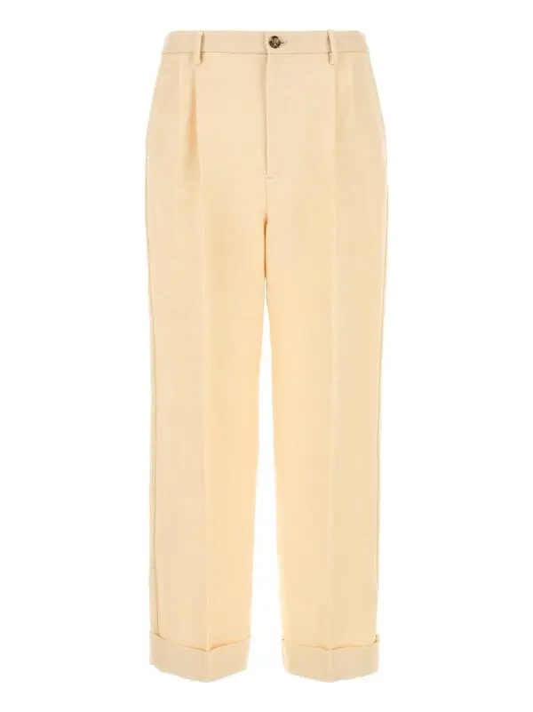 Valentino Garavani Jute Blend Tailored Trousers - Yellow