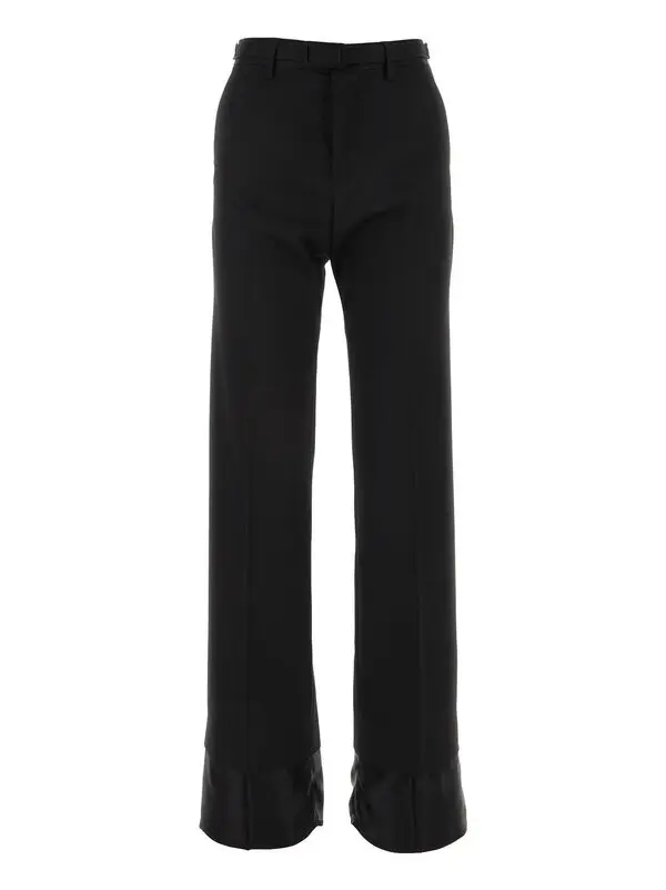 MAISON MARGIELA Stretch Polyester Blend Trousers With Silk Insert - Black