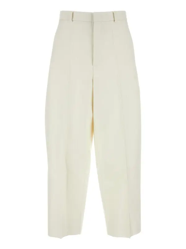 Valentino Garavani Tailored Virgin Wool And Silk Blend Trousers - White