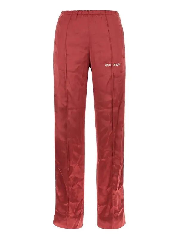 Palm Angels Tyrian Viscose Joggers With Contrasting Side Bands And Embroidered Logo - Purple
