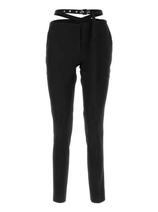 Attico Jersey Cut-out Belted Pants - Black
