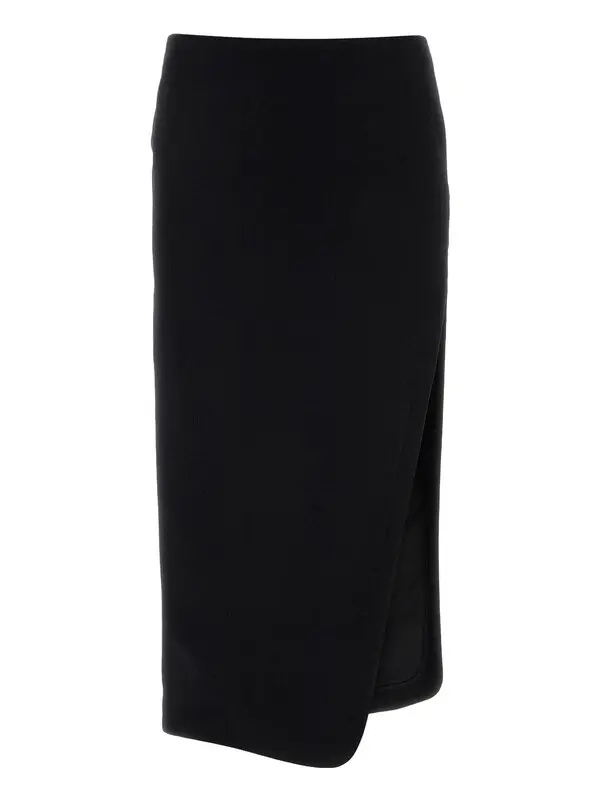 ANN DEMEULEMEESTER Asymmetrical Wool Felt Midi Skirt - Black