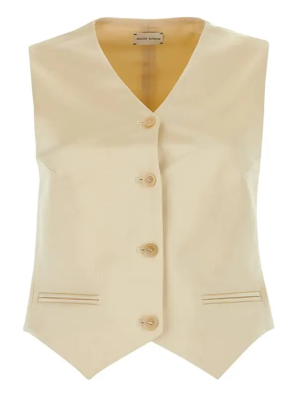 Magda Butrym Cream Cotton Blend Vest - Yellow