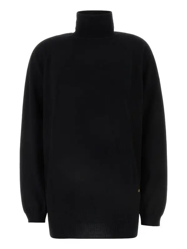 Moschino Wool Sweater With Metal Logo Detail - Black