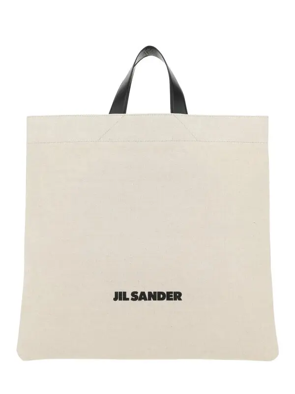 JIL SANDER Canvas Tote Bag With Leather Inserts - Light Brown