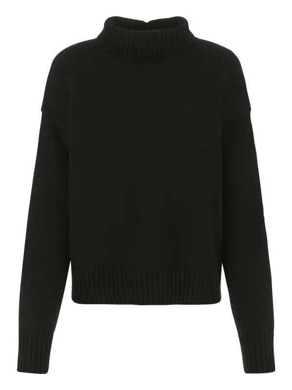 JIL SANDER Oversize Cashmere Blend Funnel Neck Sweater - Black