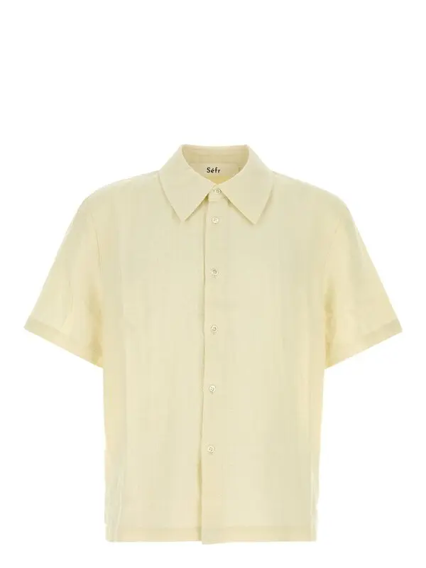 Séfr Cream Linen And Cotton Dayot Shirt - Yellow