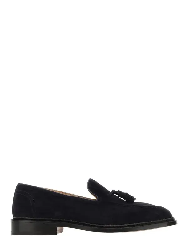 TRICKER'S Navy Suede Elton Loafers With Tassel Detailing - Blue