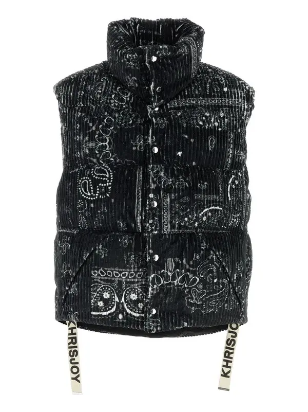 Khrisjoy Printed Corduroy Sleeveless Down Jacket - White