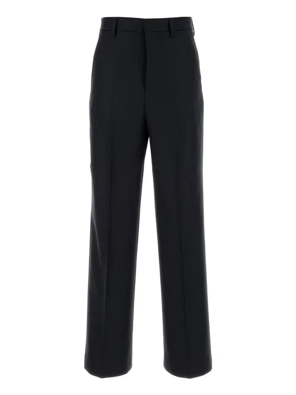 Ami Midnight Wool Pants With Inverted Pleats - Blue