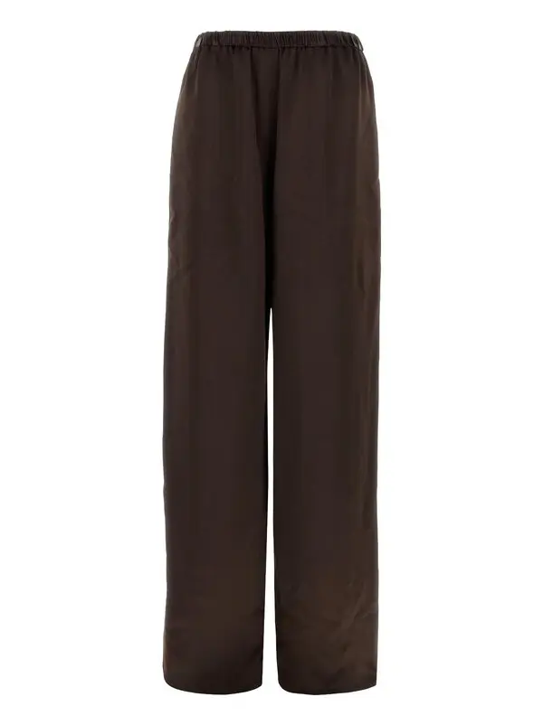 FERRAGAMO Dark Satin Palazzo Pants - Brown