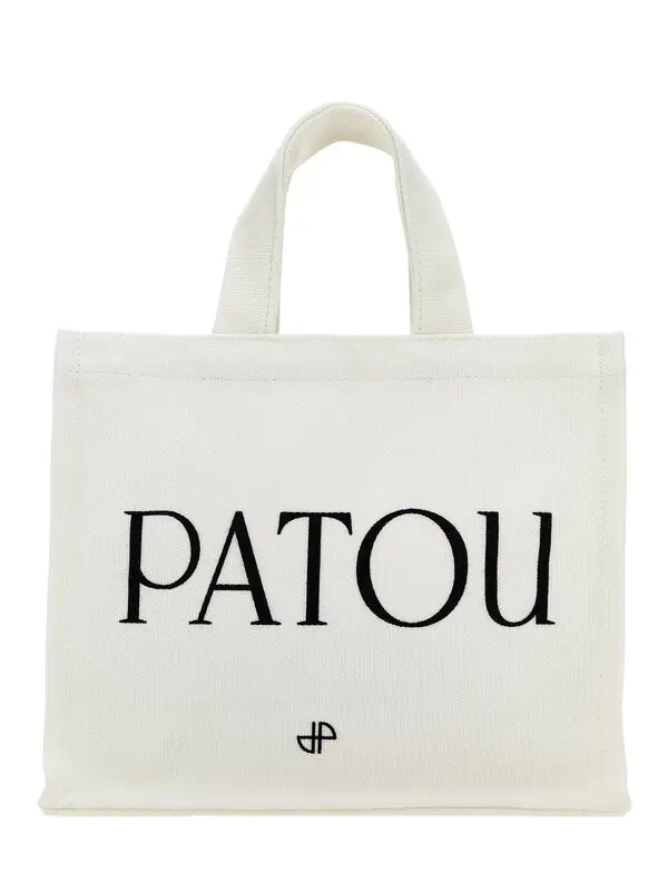 PATOU Cotton Shopping Bag With Contrasting Logo - White