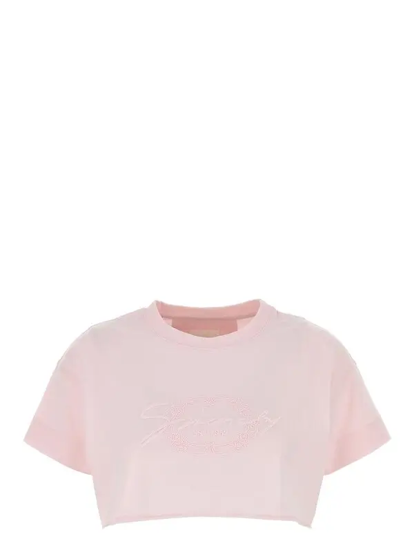 Givenchy Embroidered Cotton Crop Top - Pink