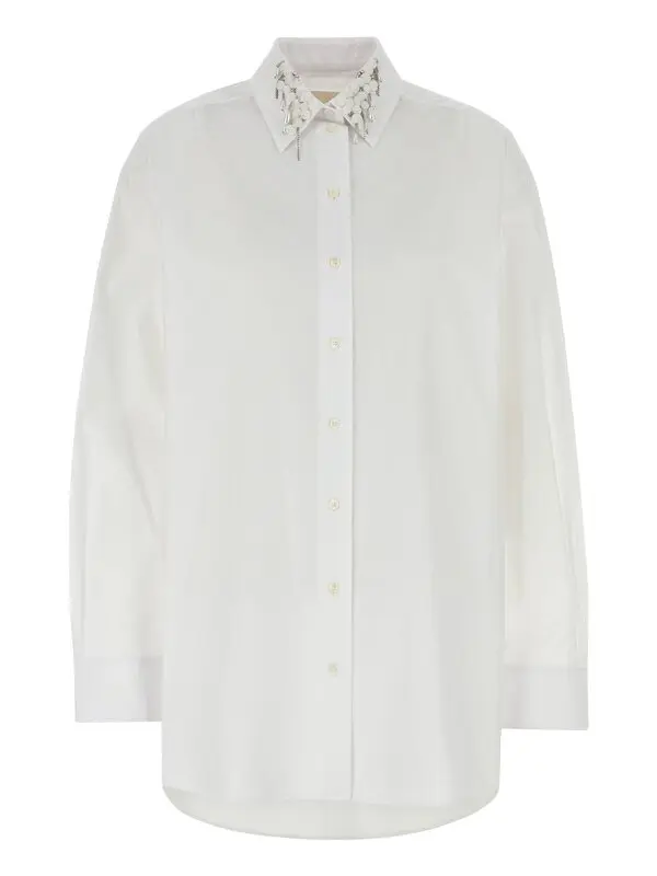 Givenchy Poplin Oversize Shirt With Embellished Collar - White
