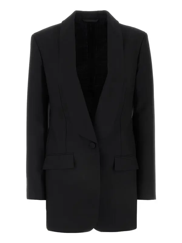 Givenchy Stretch Wool Blend Blazer With Striped Embroidery - Black