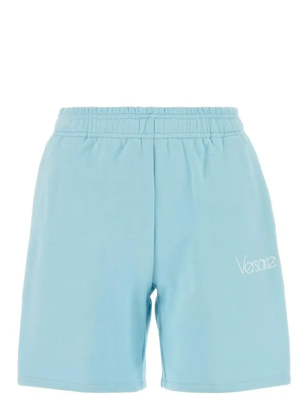 Versace 1978 Re-edition Logo Cotton Shorts - Blue