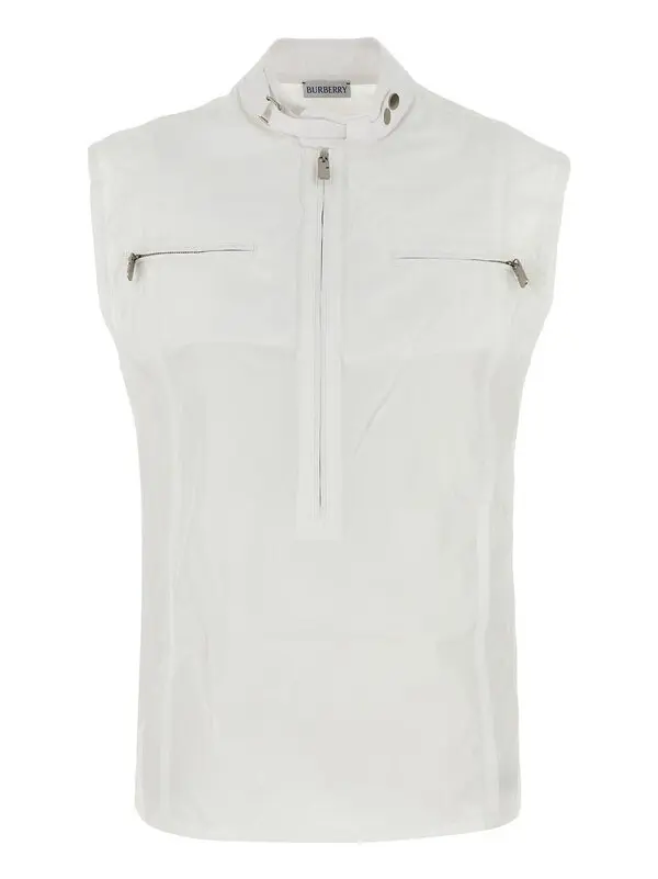 Burberry Cotton Vest With High Neck - White