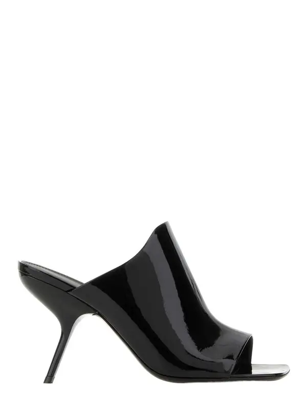 FERRAGAMO Embossed Logo Nappa Leather Slide Mules - Black