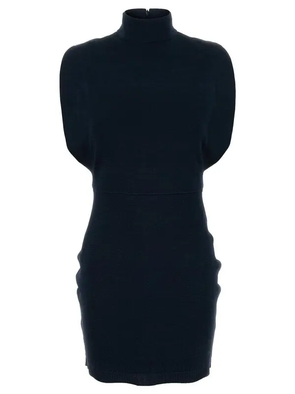 Alaïa Navy Stretch Viscose Blend Mini Dress - Blue