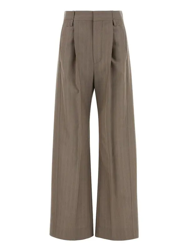 Victoria Beckham Pure Virgin Wool Palazzo Pants - Brown