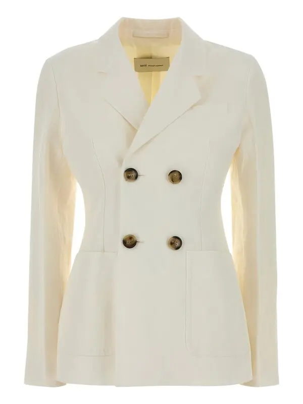 Ami Ivory Jersey Blazer - White
