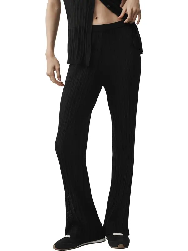 Alo Yoga Sweater High-waist Sunlit Straight Leg Pants Top - Black