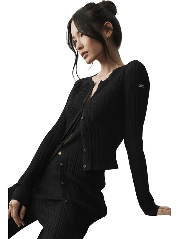Alo Yoga Ribbed Knit Cardigan - Black