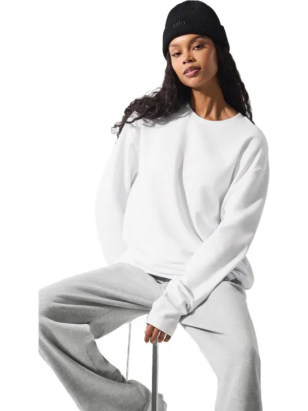 Alo Yoga Double Take Long Sleeve Crewneck Top - White