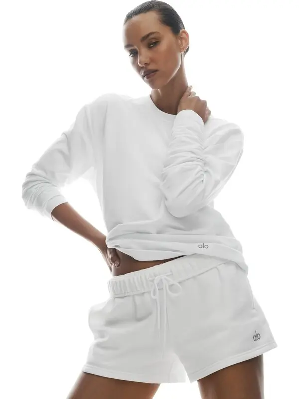 Alo Yoga Double Take Long Sleeve Crewneck Top - White