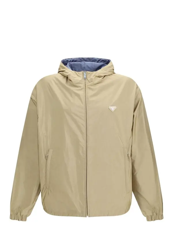 Prada Reversible Re-nylon Down Jacket With Hood - Beige