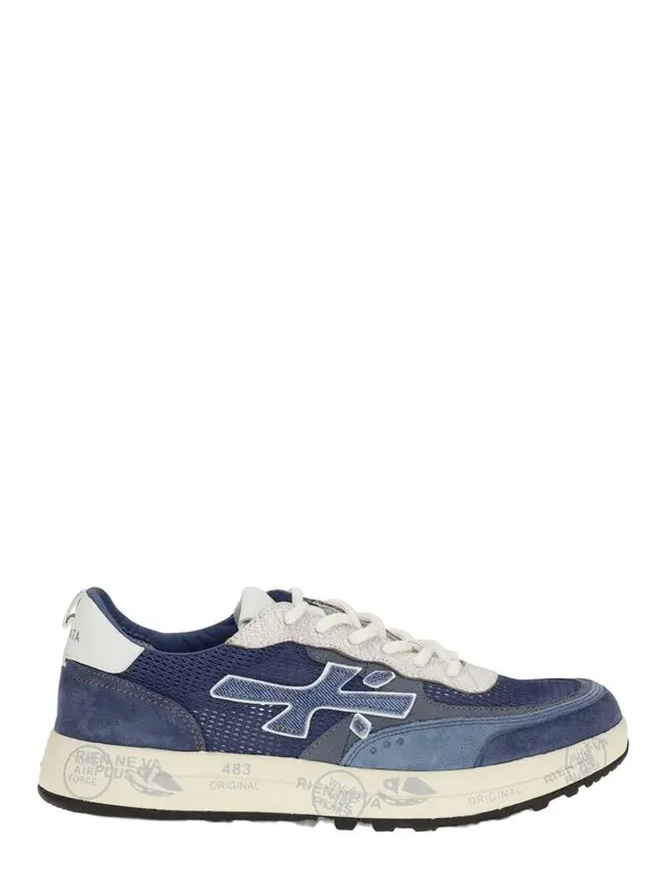 Premiata Nous Paneled Lace-up Sneakers - Blue