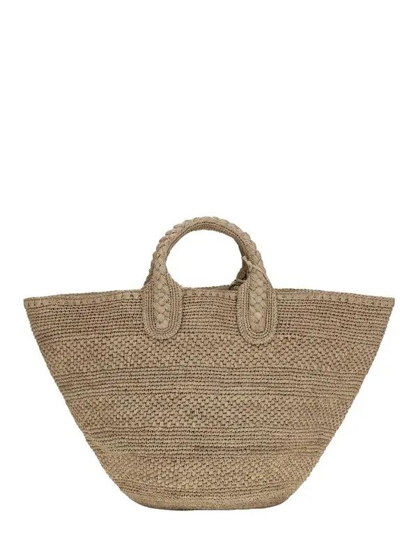 IBELIV Raffia Tote Bag With Braided Handles - Beige